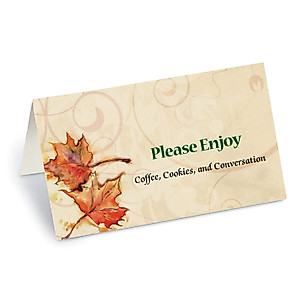 Vintage Fall Leaves Folded Place Cards, 100 Count