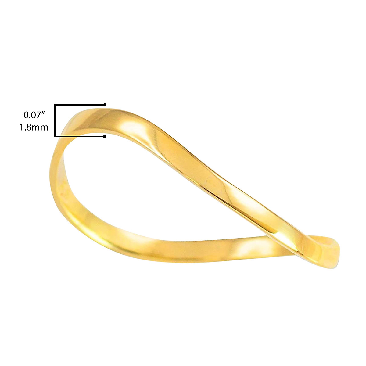 10K Yellow Gold High Polish Minimalist Wavy Curved Band Style Thumb Ring - Size 10