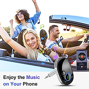 Friencity Aux Bluetooth Adapter for Car, Wireless Bluetooth 5.0 Audio Receiver w/ Hands-Free Calling Noise Cancelling for Car/Home Stereo System, Wired Headphones/Speaker, Music Streaming