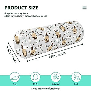 Vnurnrn Milk Tea Cups Tea Neck Support Pillow Round Neck Roll Bolster Cylinder Pillow Cervical Pillows Back Pillow for Leg Knee Back Head Support for Camp Work Women Men Traveling