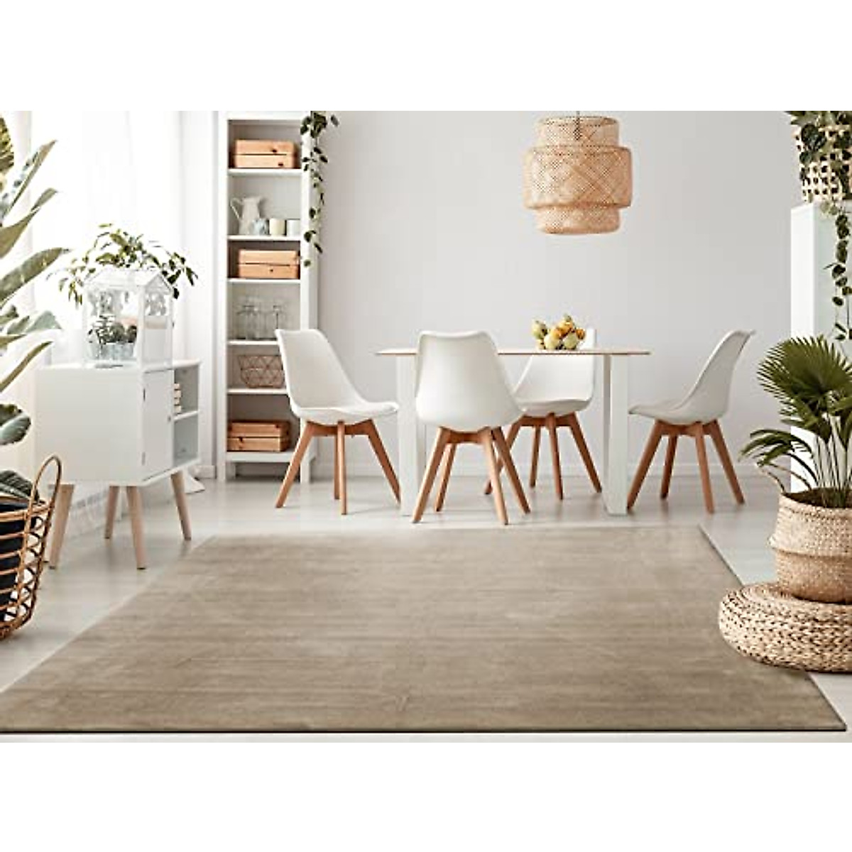 Paco Home Soft Washable Area Rug in Beige Cream Cozy Anti-Slip Solid Color, Size: 2'8" x 4'11"