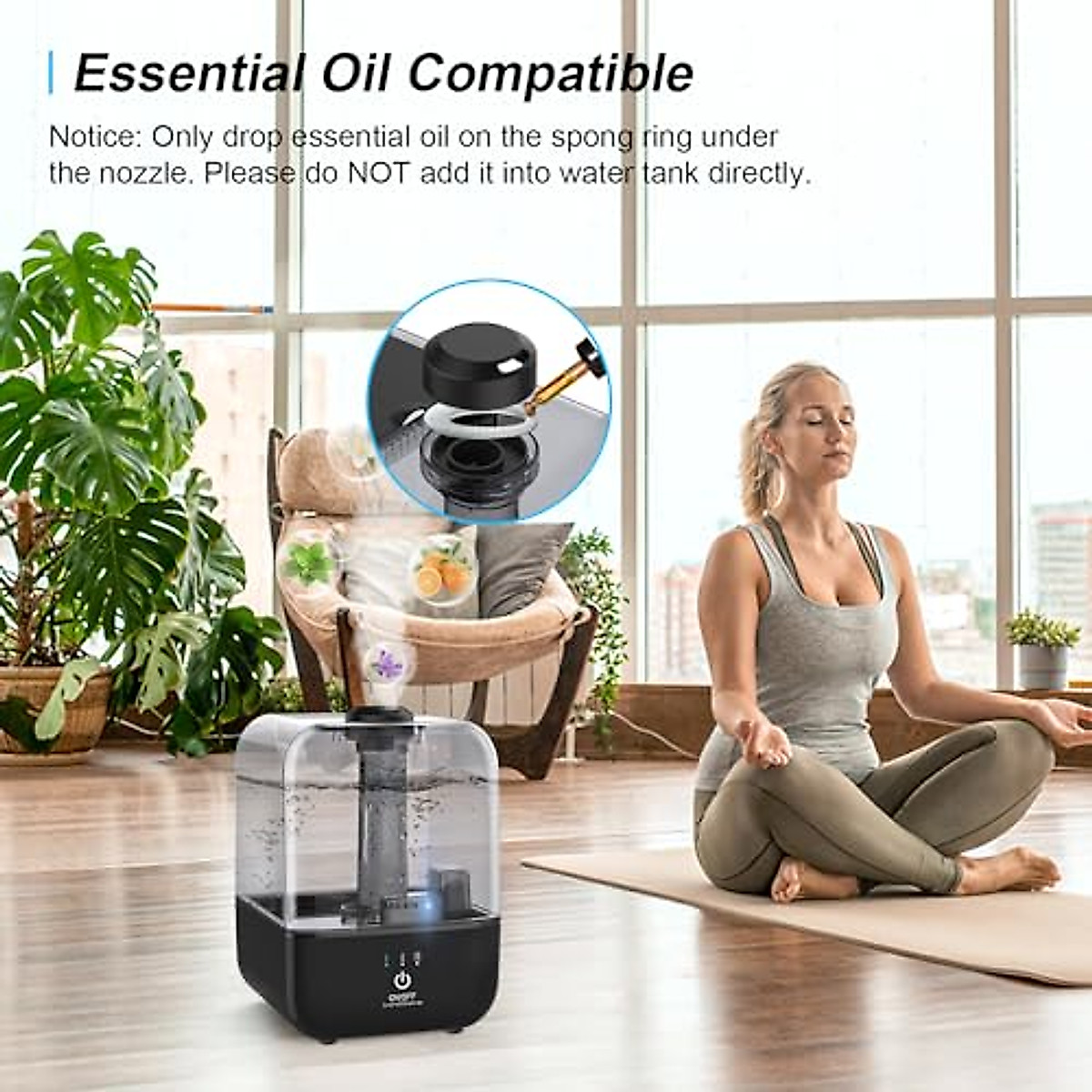 Cool Mist Humidifier, Ultrasonic Air Humidifiers for Bedroom Babies Home, 4.5L Large Top Fill Desk Humidifiers with Three Mist Modes, 360° Nozzle, Auto Shut-Off, Lasts Up to 30 Hours, Super Quiet