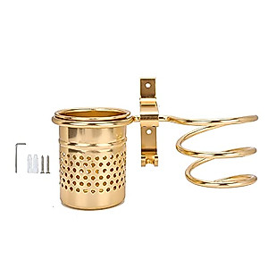 Bathroom Storage Shelf Wall Mount Hair Care Styling Tool Organizer Space Aluminum Hair Dryer Basket for Bathroom Organizer Multipurpose Rack(Gold)