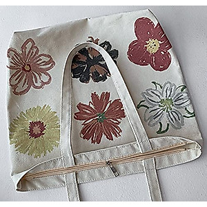 Women canvas Tote Bag for Women Girls Kids school Shoulder Bag with zipper Work Beach Lunch Travel and Shopping Grocery Bag