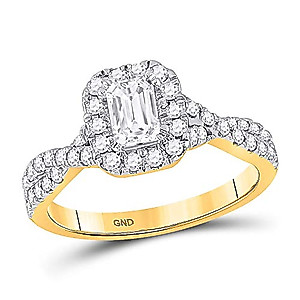 14kt Yellow Gold Emerald Diamond Solitaire Bridal Wedding Engagement Ring 1 Cttw