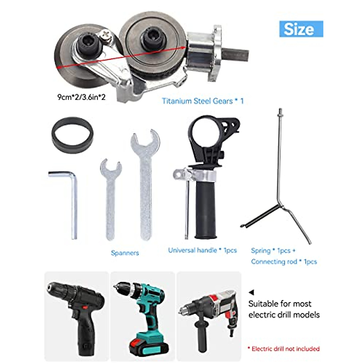 Electric Drill Plate Cutter Attachment, 2 Model Metal Cutter Attachment with Handles, Smooth Cut Metal Nibbler Drill Attachment, Convenient and Efficient Metal Shears