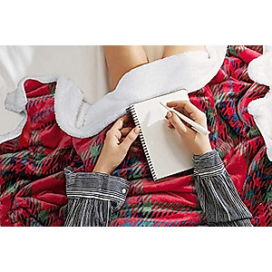 Tirrinia Christmas Blankets and Throws, Scotland, Soft Warm Cozy, Checkered Blanket Winter Cabin Throw, 50” x 60" Red & Green Buffalo Plaid