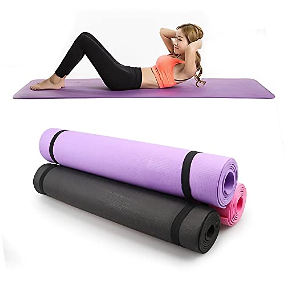 173*61CM EVA Yoga Mats Anti-slip Blanket EVA Gymnastic Sport Health Lose Weight Fitness Exercise Pad Women Sport Yoga Mat (Black)