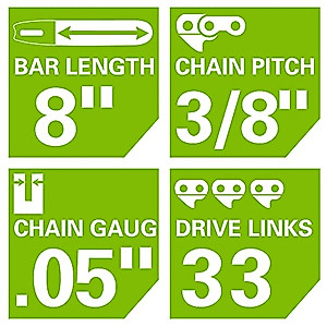 Greenworks 8-Inch Replacement Pole Saw Chain 29072