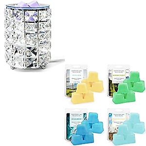 Scented Wax Melts, Ocean Breeze, Fresh Linen, Bohemia Forest, Winds in Summer (4x2.5oz)/Wax Melts Warmer, Crystal Wax Warmer, Electric Wax Melter Burner