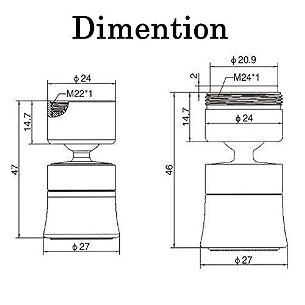 Kitchen Sink Faucet Aerator 360° Swivel 2 Spray Function Soft Bubble Stream/Strong Sprayer Faucet Tap Aerator Replacement Chrome 1.8GPM Flow Rate 15/16-27UNS-2A- Male Thread（One Piece）