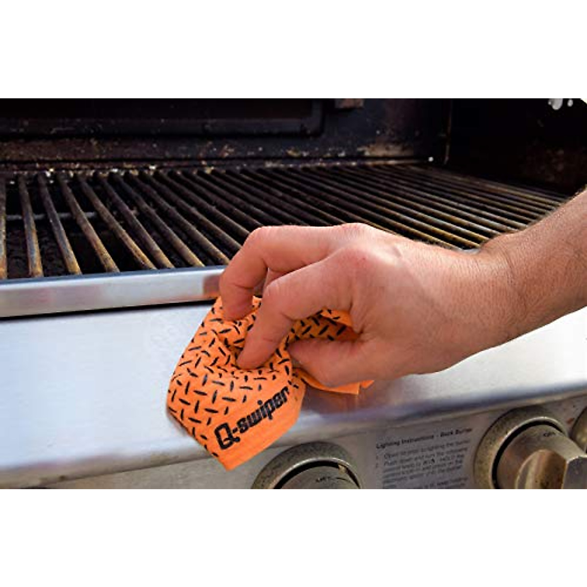 Q-Swiper Reusable Grill Cleaning Cloth 2 Pack - Eco-Friendly | Durable | Versatile | Abosrbent - Just wet them yourself to clean all grill surfaces!