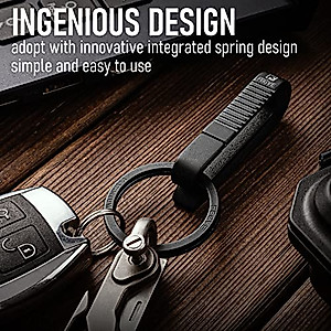 FEGVE Titanium Duty Belt Key Holders, Quick Release Keychain with Keyring for Keys,Gifts for Men Dad (Black - RK1)