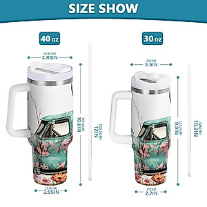 RPLIFE Beautiful Pink Highland Cow White Coffee Tumbler, Stainless Steel Coffee Cup, Insulated Coffee Mug with Lid, Tumblers for Women