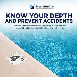 Aquatic Custom Tile, 4FT Pool Depth Markers, 6x6 Inches Vinyl Pool Stickers, Swimming Pool Number Markers, Pool Safety Signage, Adhesive Pool Depth Markers Stickers for Decks, MADE IN USA - (1 Pack)