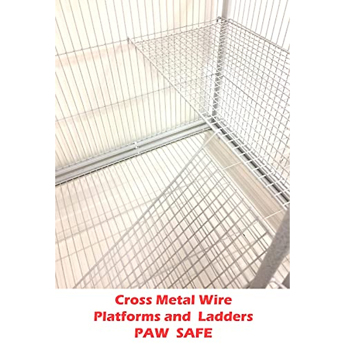 64" Extra Large Deluxe and Sturdy Wrought Iron 4-Tiers Tight 1/2-inch Bar Spacing for Ferret Chinchilla Sugar Glider Mice Rat Cage with Detachable Rolling Stand