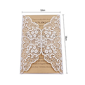 FOMTOR Laser Cut Invitations Kit 40 Packs Laser Cut Wedding Invitations with Envelopes and Inside Cards for Wedding,Birthday Parties,Baby Shower, Graduation (White)