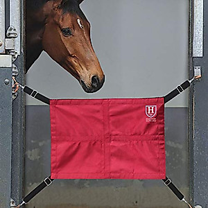 Harrison Howard Horses Stall Guard with Adjustable Straps and Sturdy Spring Hooks Included Aisle Guard for Horses-Red