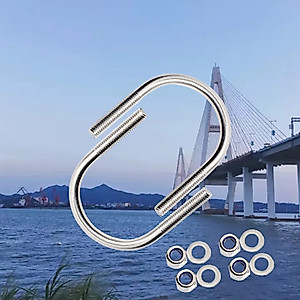 Aopin Round U-Bolts 1-1/2 inch 38mm M6 Inner Width 304 Stainless Steel 8pcs Self-Locking Nylon Insert Hex Nuts Flat Washers for Car/Motorhome/Sailing Trailer Replacement Part and Accessorie 4Pack