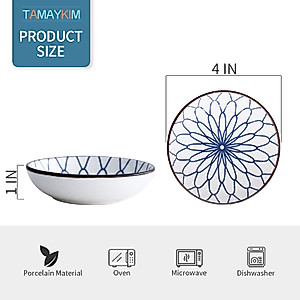 TAMAYKIM 12 PCS 4 Inch Ceramic Dipping Saucers, Porcelain Dipping Bowls, Japanese Style Small Sauce Bowls/Dishes for Sushi, Soy Sauce, Ketchup, BBQ, Oven, Microwave & Dishwasher Safe