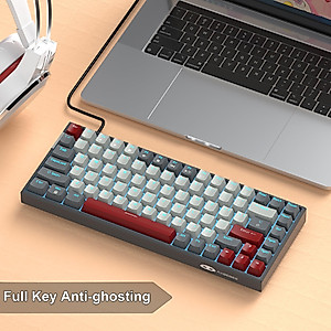 MageGee 75% Mechanical Keyboard,Wired Gaming Keyboard with Red Switches and Ice Blue Backlit Small Compact 75 Percent Keyboard Mechanical, Portable Gaming Keyboard Gamer for PC, MAC(Black Grey)