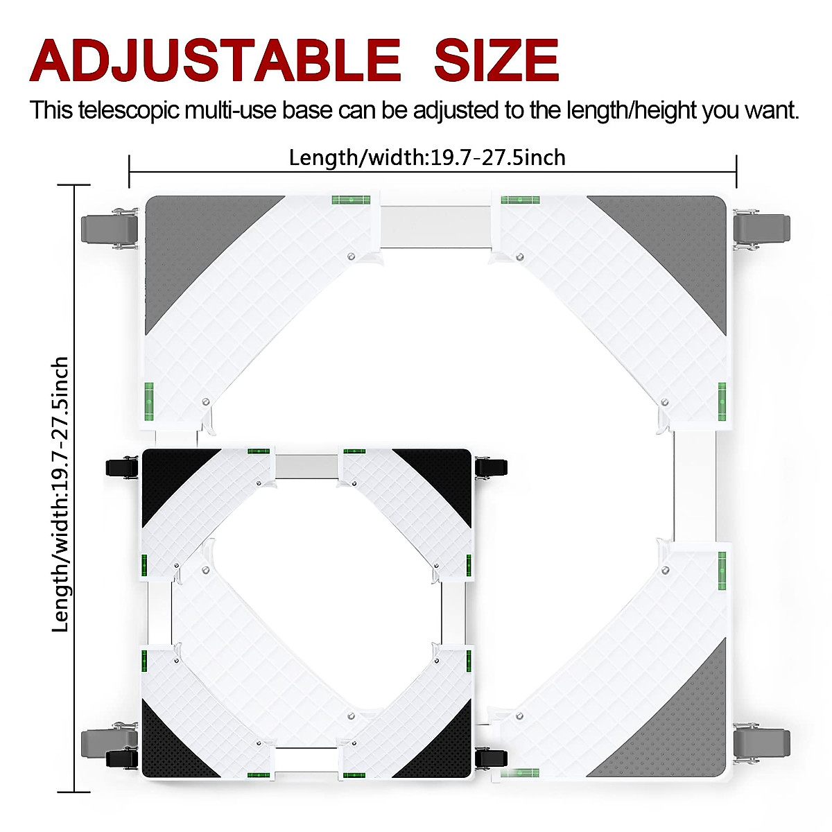 HQO LOVL Fridge Stand Mobile Base With 4 Locking Wheels And 4 Strong Feet, 19.7”-27.5” Adjustable Furniture Dolly for Washer Dryer Washing Machine Stand Pedestal, Refrigerator (KBN-10White)