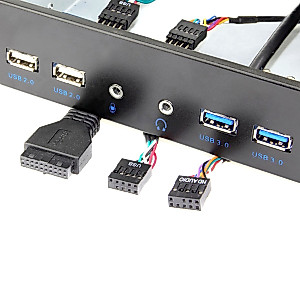 UCEC 5.25 Inch Front Panel USB Hub with 2-Port USB 3.0 & 2-Port USB 2.0 & HD Audio Output Port & Microphone Input Port for Desktop [ 20 Pin Connector & 2ft Adapter Cable]