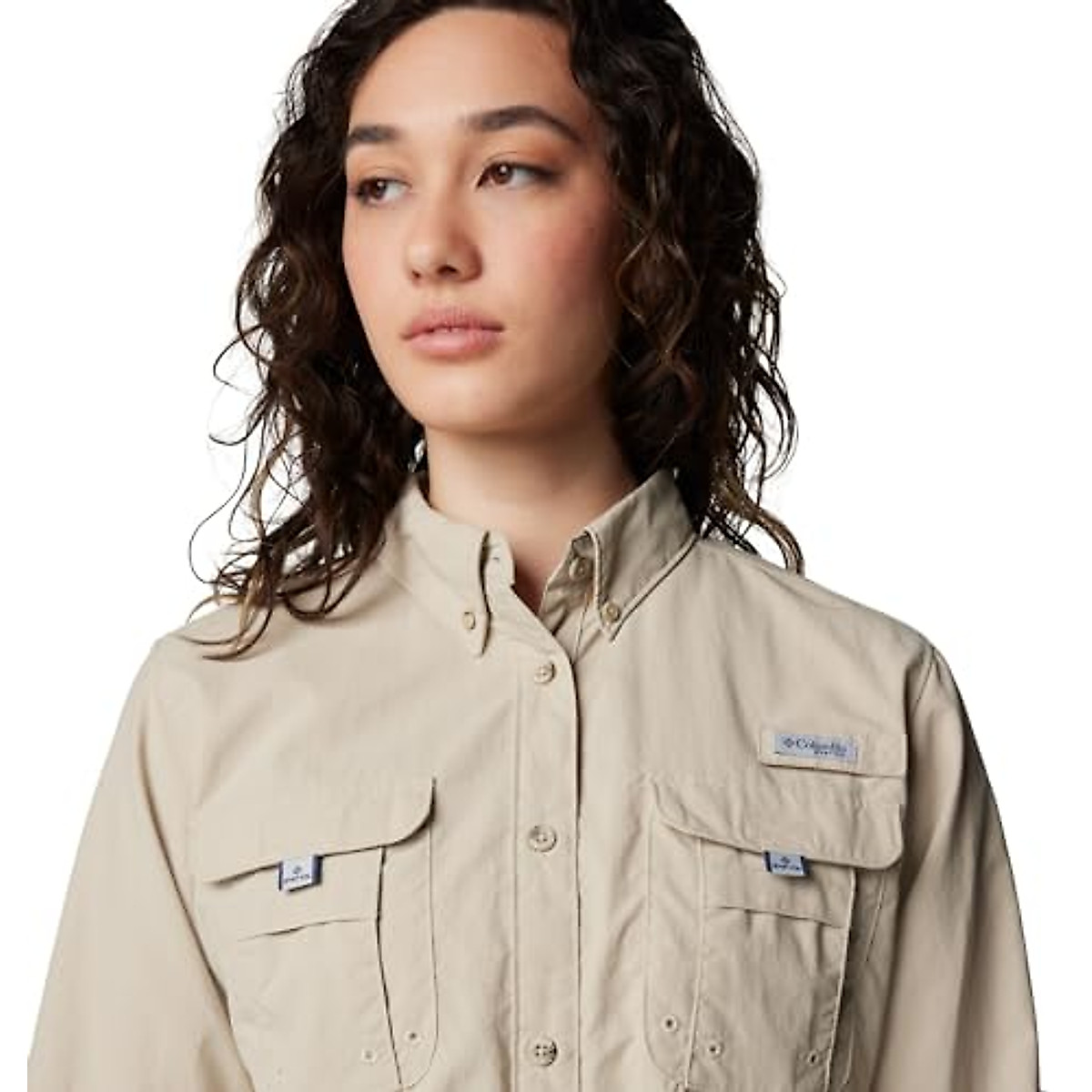 Columbia Women's PFG Bahama II Long Sleeve Shirt, Breathable, UV Protection Fossil, 2X
