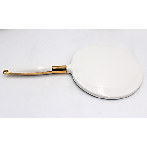 Eaoundm Round Hand Held Mirror for Makeup Hand Mirror (6.9W X 13 L inchs, White)