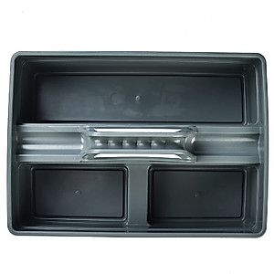 3-Compartment Plastic Cleaning Caddy Tray– Stackable Large Commercial Quality Plastic Tool Organizer Bucket with Handle, Grey