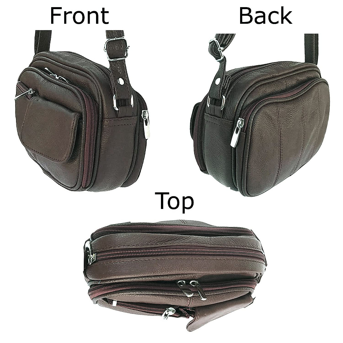 Cowhide Leather Women's Shoulder Purse Small Cross Body Organizer Bag with Many Pockets (Red-belt bag)