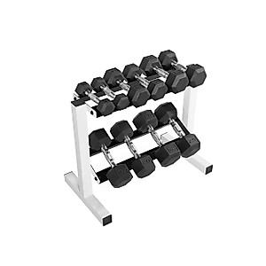 CAP Barbell 150-Pound Dumbbell Set, 24-Inch White Rack & Adjustable Bench Bundle