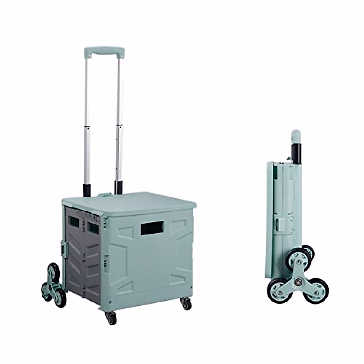 Folding Trolley Cart, Boot Cart with Noiseless Wheel, Foldable Utility Cart Heavy Duty Handcart with Stair Climbing Wheels Portable for Groceries Collapsible Teacher Crate for Office