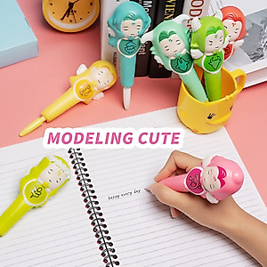 LemoHome Cute Pens squishy pens gel ink Animals Pens cute stationary Kawaii Pens Decompression Stress Relief Sponge Pens Set For Students Kids With Replacement Refills (Black)