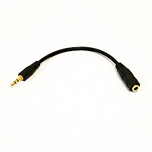 2pack 2.5mm Male to 3.5mm Female Headphone Jack AUX Audio Adapter Cable Cord (Straight, Black)