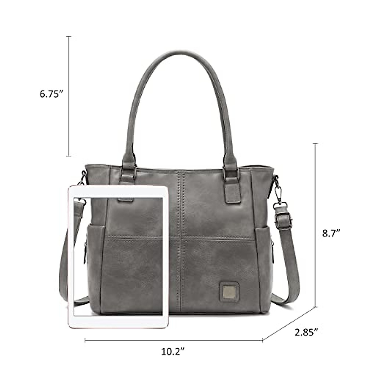 Purses for Women，Soft PU Leather Handbags ，Large Capacity Purse， Fashion Crossbody Bags, Top Handle Satchel (Grey)