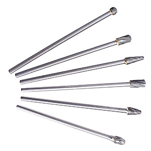marddpair 6Pcs 6MM(1/4 Inch) Shank 10MM Head 150MM Length Carbide Alloy Rotary Burr Set Fit Rotary Tool for Woodworking, Drilling, Metal Craving, Engraving, Polishing