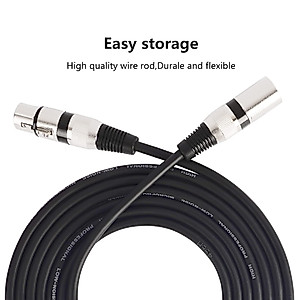 Giusuemp XLR Balanced Microphone Cables 3 Pin XLR Male to Female，10 feet，Silver Black for Powered Speakers, Audio Interface or Mixer Live Performance & Recording