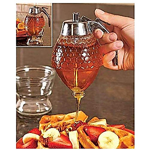 Honey dispenser, syrup dispenser, beautiful honeycomb honey jar, honey jar with stand