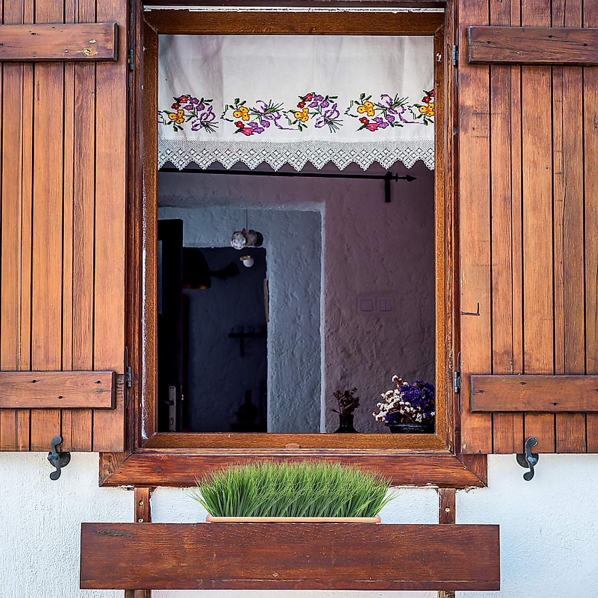 EZFLOWERY 4 Pcs Artificial Plastic Green Wheat Grass, Shrubs, Bushes, Fake Plants, Indoor, Outdoor, Home, Garden, Veranda, Kitchen, Office, Hotel, Table, Window Box, Shelf Decoration. (4, Wheat Grass)