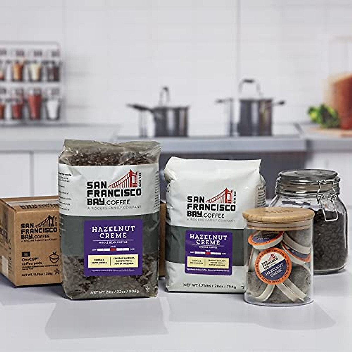 San Francisco Bay Ground Coffee - Hazelnut Crème (28oz Bag), Flavored, Medium Roast