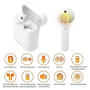 Wireless Earbuds,Bluetooth Headphones Built-in Mic,Bluetooth 5.1 Ear Buds with Hi-Fi Stereo Sound,IPX7 Waterproof Touch Control with Type C Quick Charging for iOS/Android