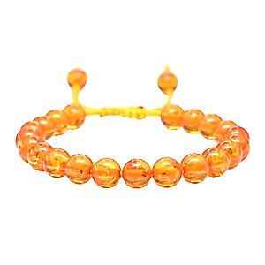 Amber Gemstone Crystal Bracelet for Men Women, Manmade Stretchable Stress Relief Bracelet Pulseras Para Hombres Mujer Stocking Stuffers (Pack of 1, 8mm Healing Stone Beads)
