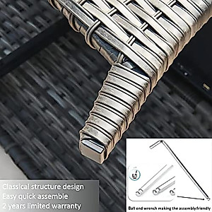 HUMMUH Outdoor Ottomans for Patio Set of 2 PE Wicker Steel Frame Outdoor Footstool for Patio, Backyard, Additional Seating, Side Tables with Removable Weather-Resistant Cushions