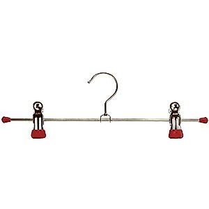 Mawa by Reston Lloyd Non-Slip Space-Saving Clothes Hanger for Pants & Skirts with Two Clips, Style K/40D, Set of 10, 15 3/4"L, Red