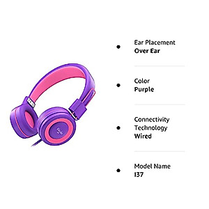ELECDER i37 Kids Headphones for Children Girls Boys Teens Foldable Adjustable On Ear Headphones with 3.5mm Jack for Cellphones Computer MP3/4 Kindle School