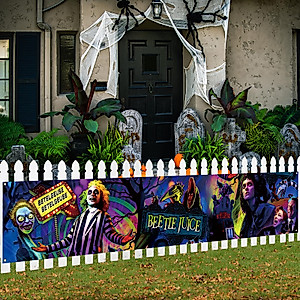 Large Scary Creepy Halloween Banner for Fence Classic Movie Role Horror Halloween Party Decorations and Supplies for Home