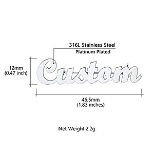 Custom4U Name Brooch Pin Personalized Stainless Steel Customized Name Tag Jewelry for Women