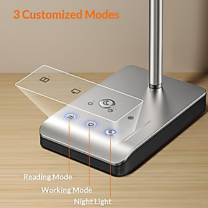LEPOWER-TEC LED Desk Lamp for Home Office, 750LM Eye-Caring Reading Desk Light, 12W Gooseneck Lamp for Desk, Touch Table Lamp with 3 Timer Function, 60 Lighting Modes, Bright Desk Lamps for Study