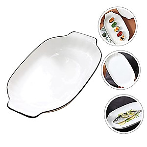 Hemoton 2pcs Bread Cheese Bread Baking Pan Cake Baking Pans Ceramic Baking Dish Cooking Pan Broiler Pan for Oven Ceramic Bakeware Hotel Ceramic Bakeware Appetizer Ceramic Bowl Plate Salad
